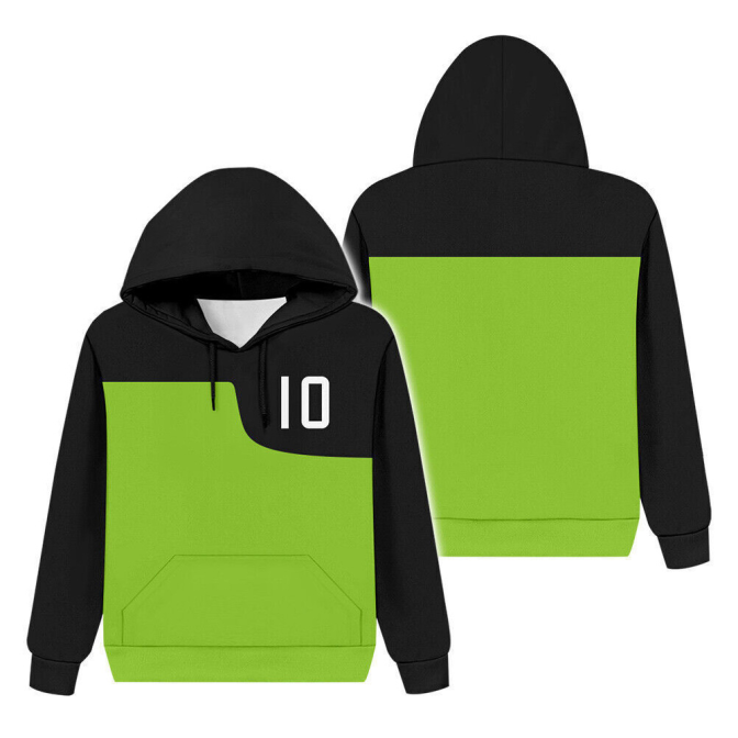 Ben 10 Ben Tennyson Costume - Black and Green Number 10 Hoodie Ben Ten ...