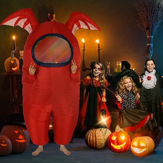 Among Us Red Vampire Bat Inflatable Costume - Among Us Red Vampire Bat ...