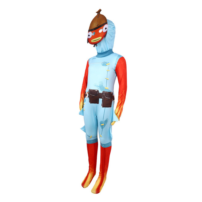 Kids Fortnite Fishstick Costume - Bodysuit Mask Fishstick Cosplay ...
