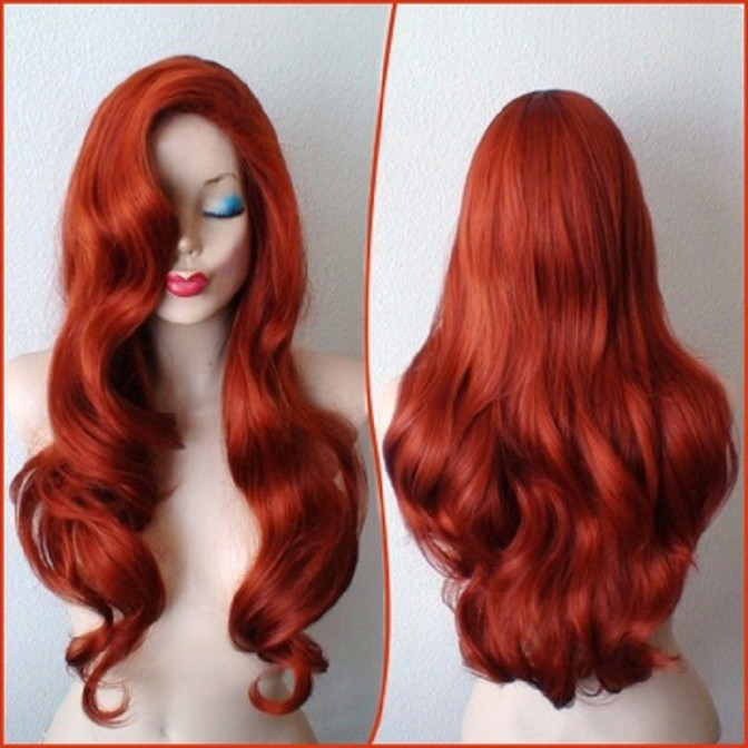 Jessica Rabbit Wig - Red Long Wavy Wig Jessica Rabbit Cosplay Costume ...
