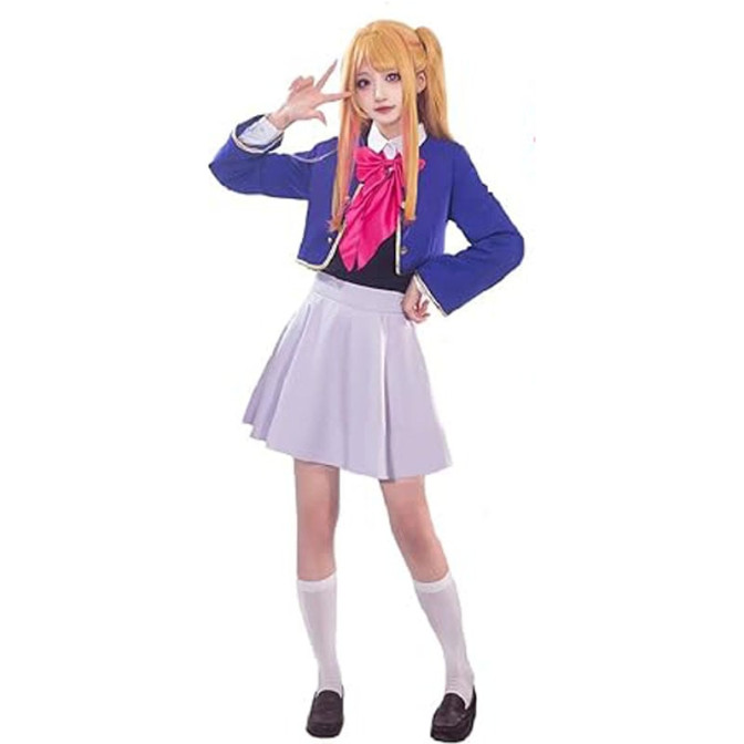 Oshi No Ko Ruby Hoshino Costume - Blue Jacket Shirt Skirt Set Ruby ...