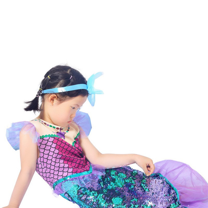 Girls The Little Mermaid Ariel Costume - Purple Dress Ariel Cosplay ...