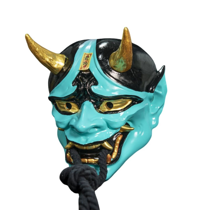 K-Pop Demon Hunters Horned Demon Blue Mask Prop - Horned Blue Demon ...
