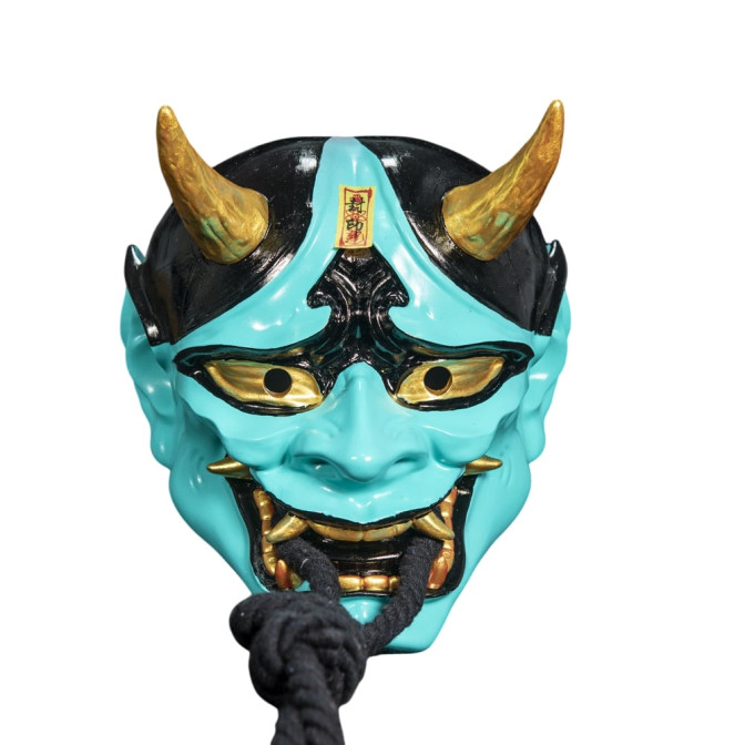 K-Pop Demon Hunters Horned Demon Blue Mask Prop - Horned Blue Demon ...