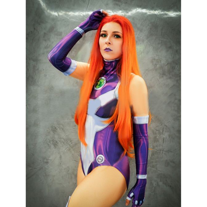Teen Titans Blackfire Prime Earth Costume - Purple White Bodysuit Blackfire Cosplay | Cosplay ...